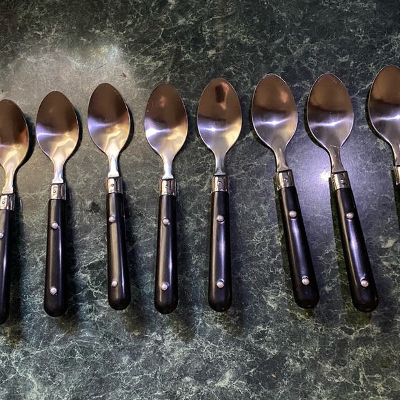 Dining | 8 Stainless Steel Teaspoons With Black Plastic Handle | Poshmark